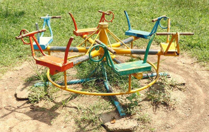 Playground Equipment the Carousel in the Park. Stock Image - Image of ...