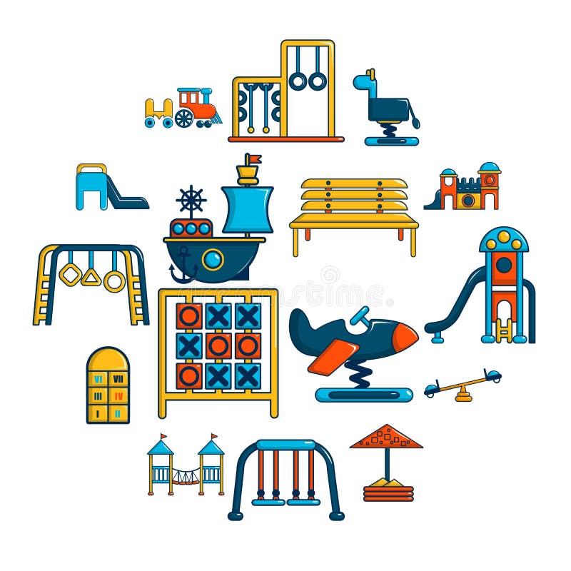 Playground Equipment Icons Set, Cartoon Style Stock Vector ... Playground Equipment Icons Set, Cartoon Style Stock Vector ...