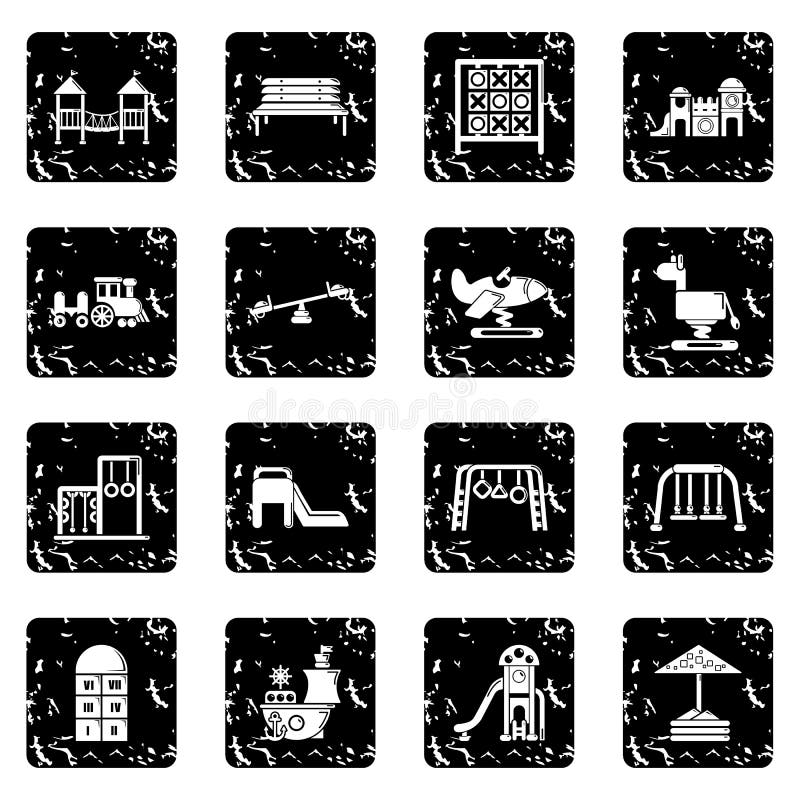 Playground Equipment Icons Set Grunge Vector Stock Vector ... Playground Equipment Icons Set Grunge Vector Stock Vector ...