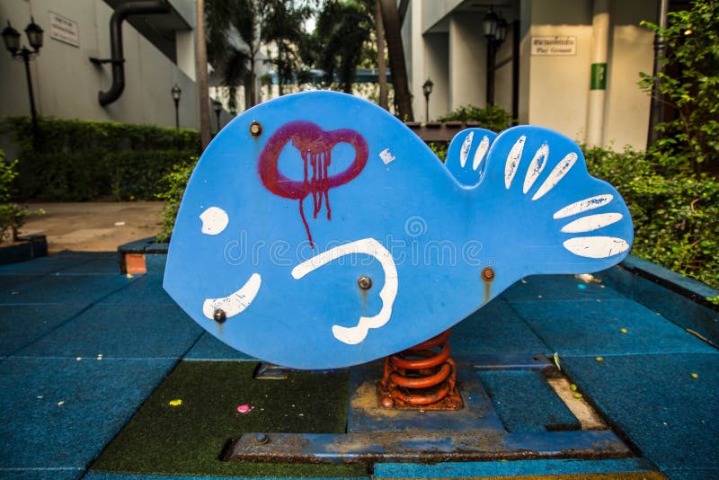 Old Blue Fish Playground Equipment Stock Photos - Free & Royalty-Free ...