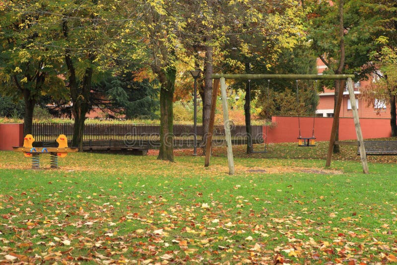 Playground at fall. stock photo. Image of play, nature - 18803780