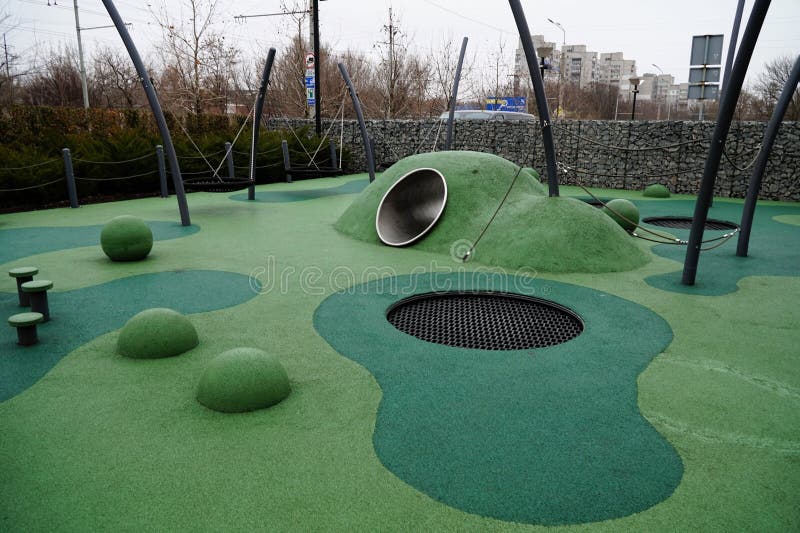 A Playground for Games Made of Safe Materials. Stock Image - Image of ...