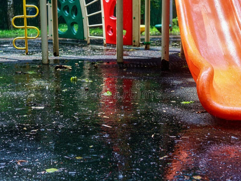 Playground after Heavy Rain Stock Image - Image of flooded, color ...