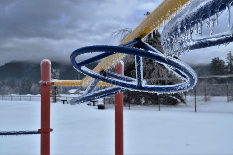Playground Ice Storm stock image. Image of frozen, colors - 90945147