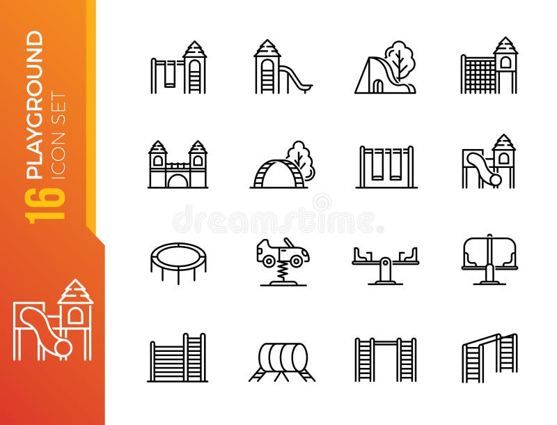 Minimal Playground Line Icon Set Stock Vector - Illustration of sandpit ...