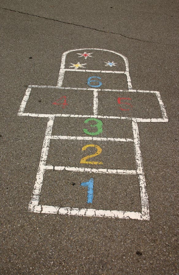 Hopscotch Game on Paving Stones Stock Photo - Image of school, five ...