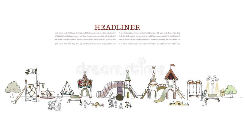 Playground, Kids Play Town Illustration Stock Vector - Illustration of ...