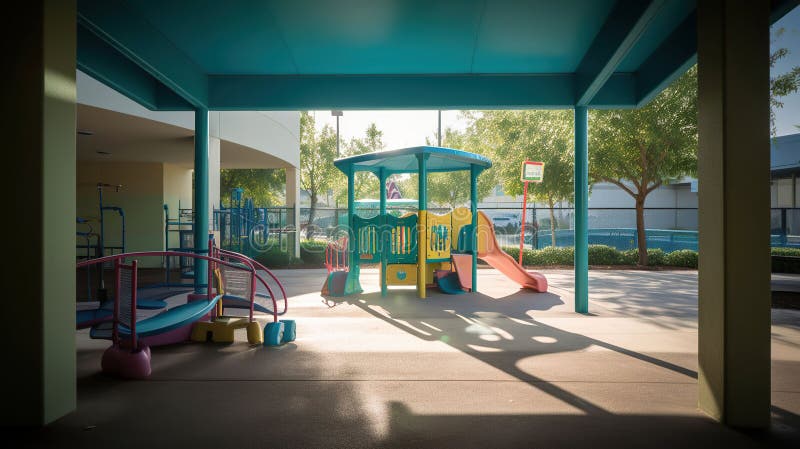 Playground Kid Zone in a School, AI Generative Stock Illustration ...