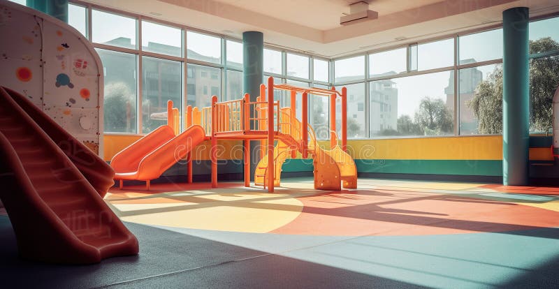 Playground Kid Zone in a School. Generative AI Stock Illustration ...