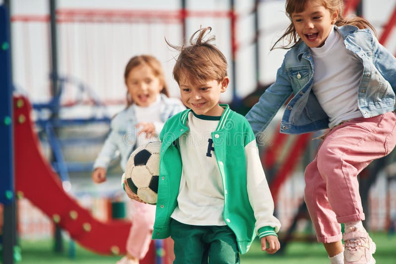 On the Playground. Kids are Having Fun Together Stock Photo - Image of ...