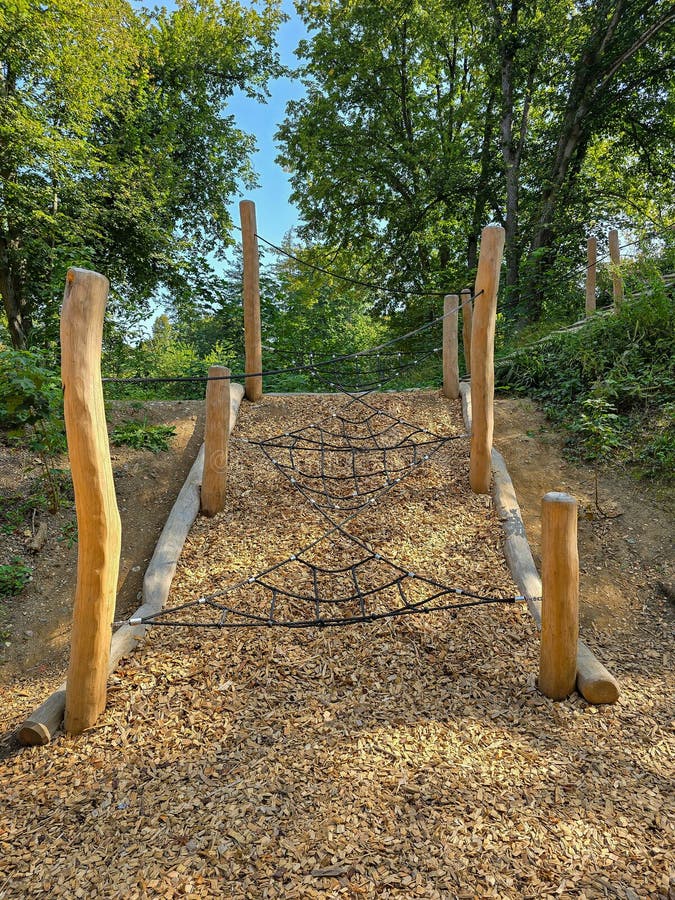 Playground Made of Tree Trunks in the Park Stock Photo - Image of ...