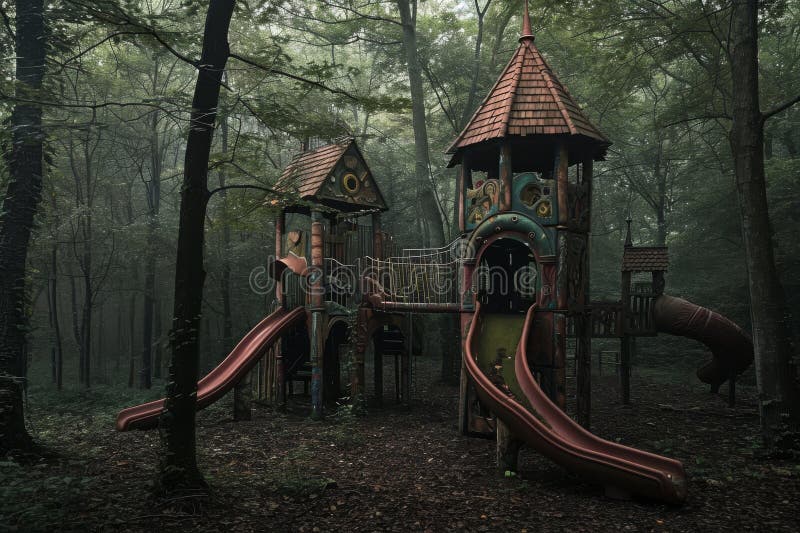 A Playground in the Midst of a Forest, a Mysterious, Ancient-looking ...