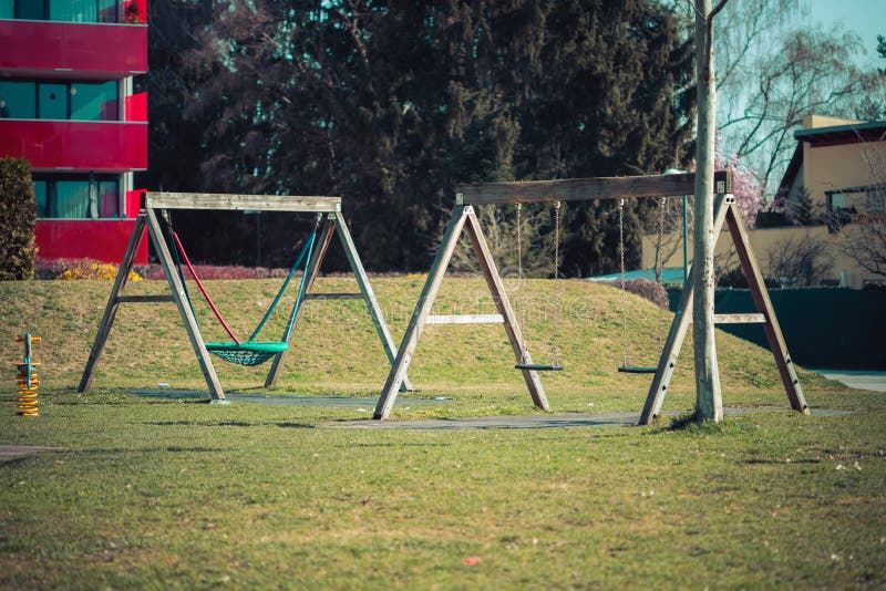 Playground with No People, Abandoned and Lonely Stock Image - Image of ...