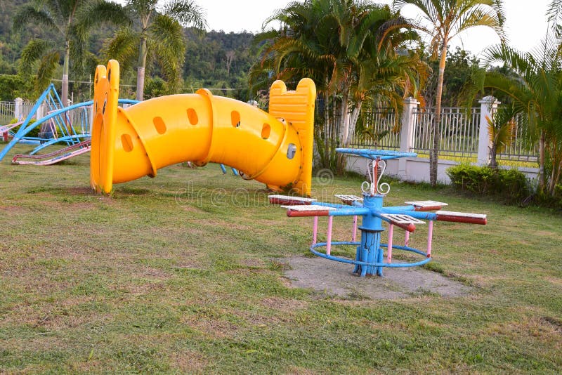 Playground park stock image. Image of blue, grass, outdoor - 46823147