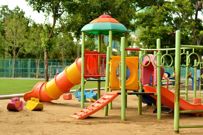 Playground at the park stock photo. Image of childhood - 58325240