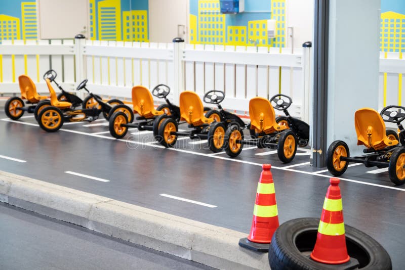 Playground for Pedal Race Cars in Activity Park Stock Photo - Image of ...