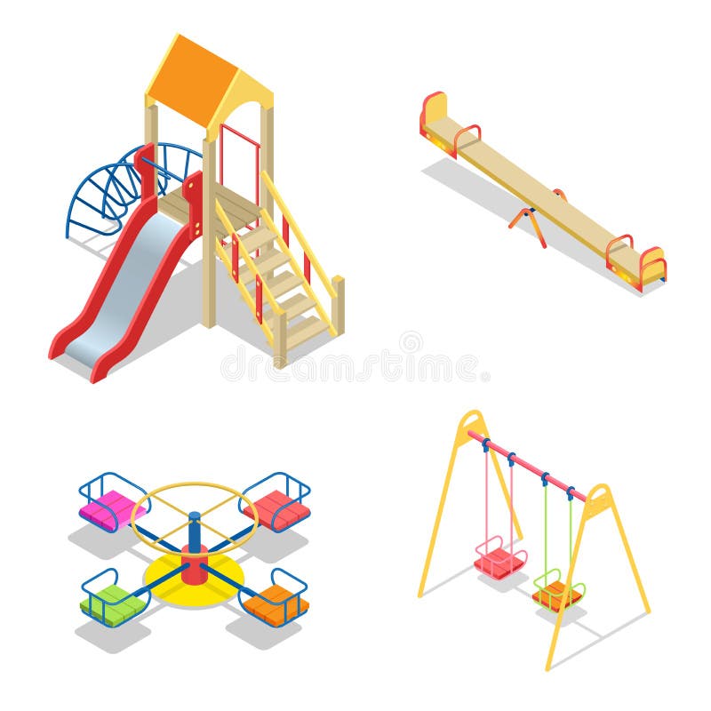 Playground. Playground Slide Theme Elements. Isometric Kids Playground ...