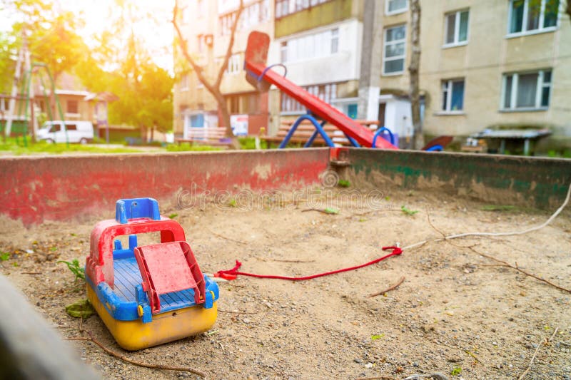The Playground is in Poor Condition. Background with Selective Focus ...