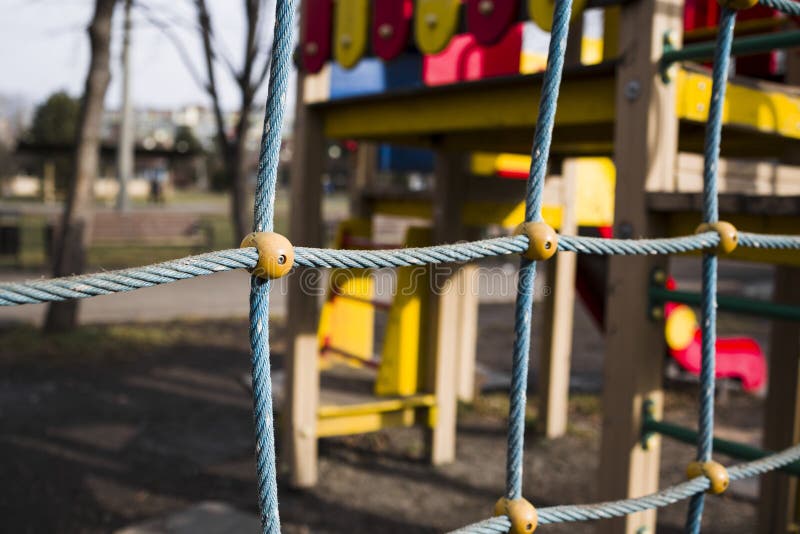 Playground with Rope Net for Climbing , Close Up View Stock Photo ...
