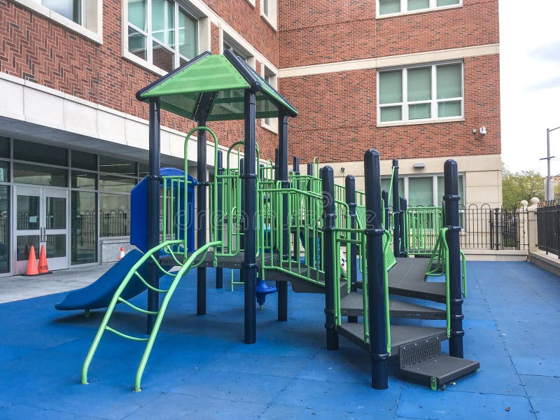 Playground in school yard stock image. Image of fitness - 210055071