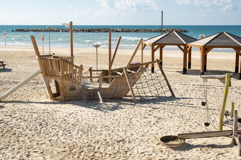 Playground on Sea Beach Tel Baruch in Tel Aviv Stock Photo - Image of ...