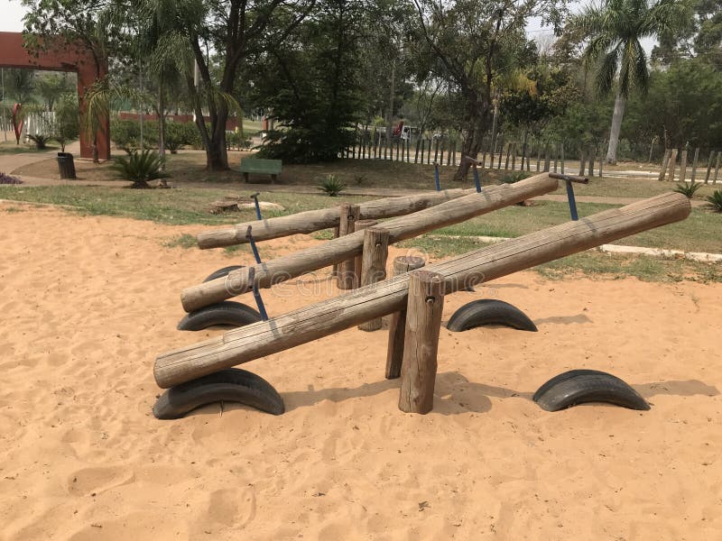 Playground on the Seesaw is Great Stock Image - Image of road, garden ...