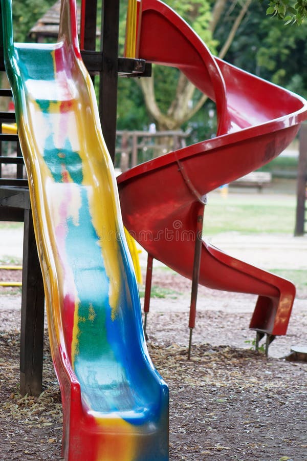 Playground Slide and Children S Area Stock Image - Image of crawling ...