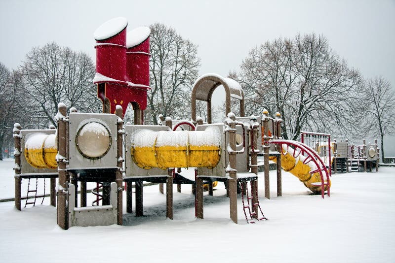 Playground in the Snow stock photo. Image of activity - 17238242