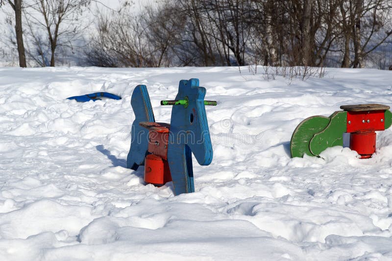 Playground snowy winters stock photo. Image of activities - 36125442