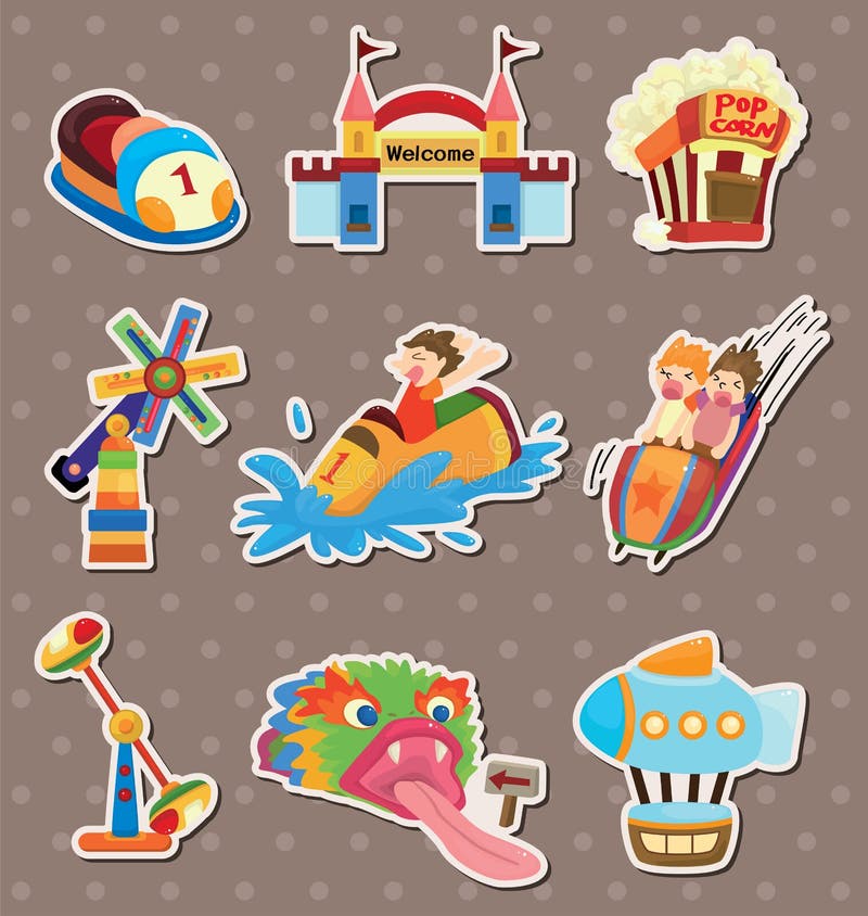 Cartoon Playground Stickers Stock Vector - Illustration of carnival ...