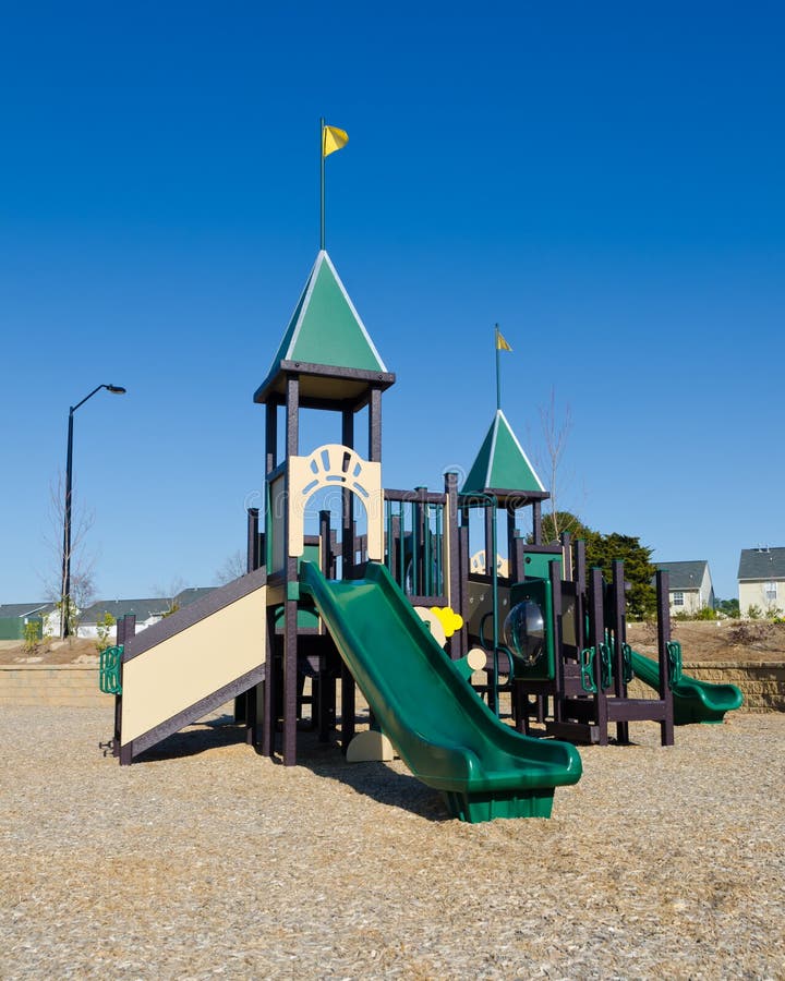 Playground in Suburban Neighborhood Stock Photo - Image of equipment ...
