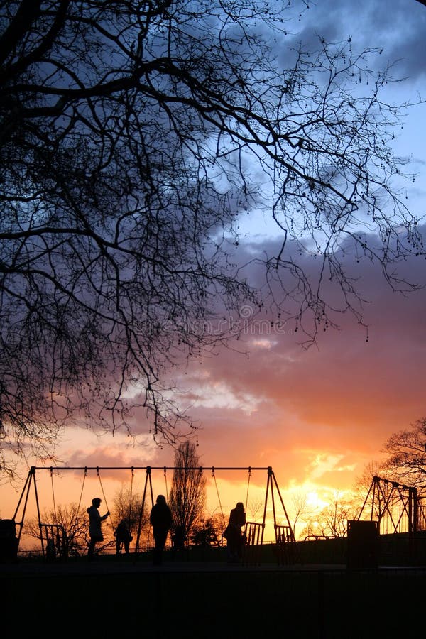 Playground during a sunset stock photo. Image of children - 32190426