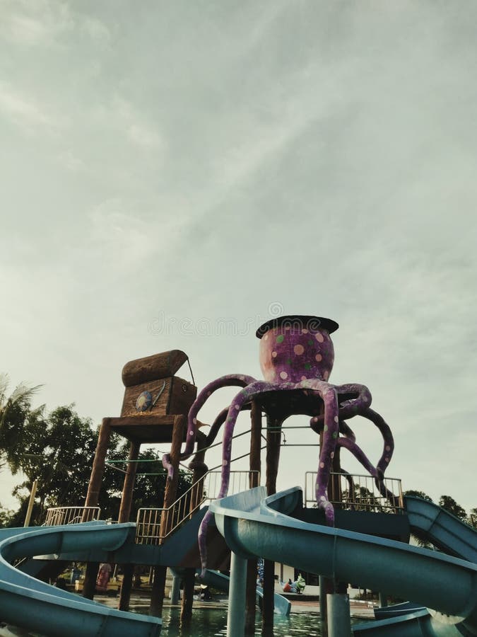Playground in Swimming Pool Stock Image - Image of recreation ...