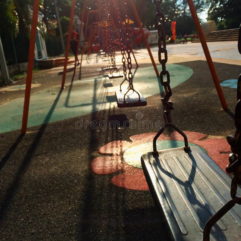 Playground Swing in a Park. Stock Photo - Image of landscape, natural ...