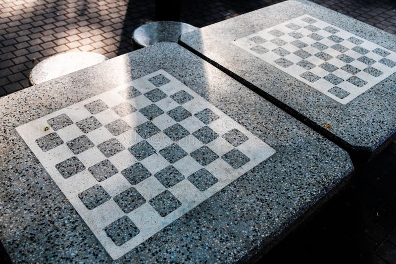 Playground with Tables and Chairs for Playing Chess Stock Image - Image ...