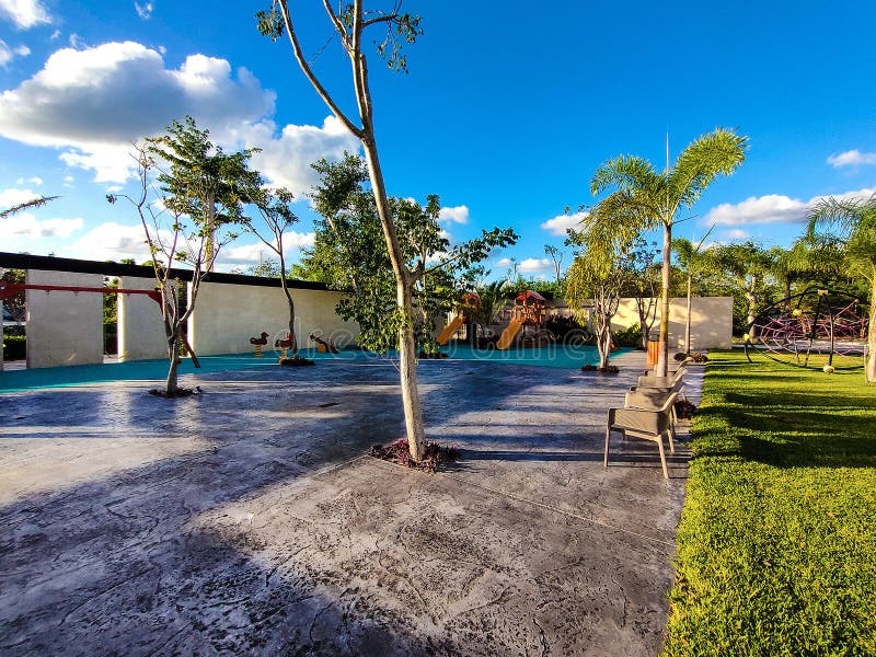 Playground and Terrace with Games Table Inside a Private Residential ...