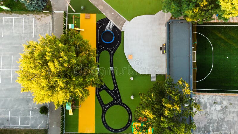Playground Top View in Modern Residential Complex. Stock Image - Image ...