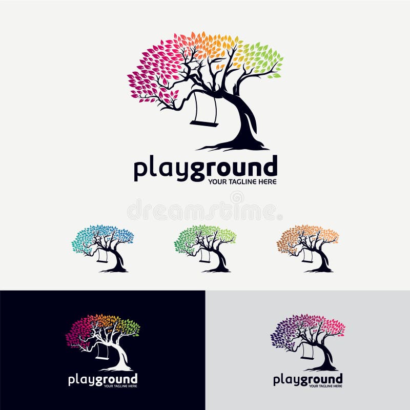 Playground Tree Logo Design Template Stock Vector - Illustration of ...