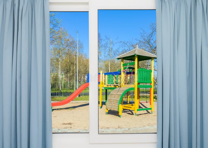 Playground View Out the Window Stock Photo - Image of ladder ...