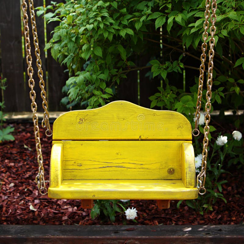 Playground - the Yellow Swing Stock Image - Image of playground, spring ...