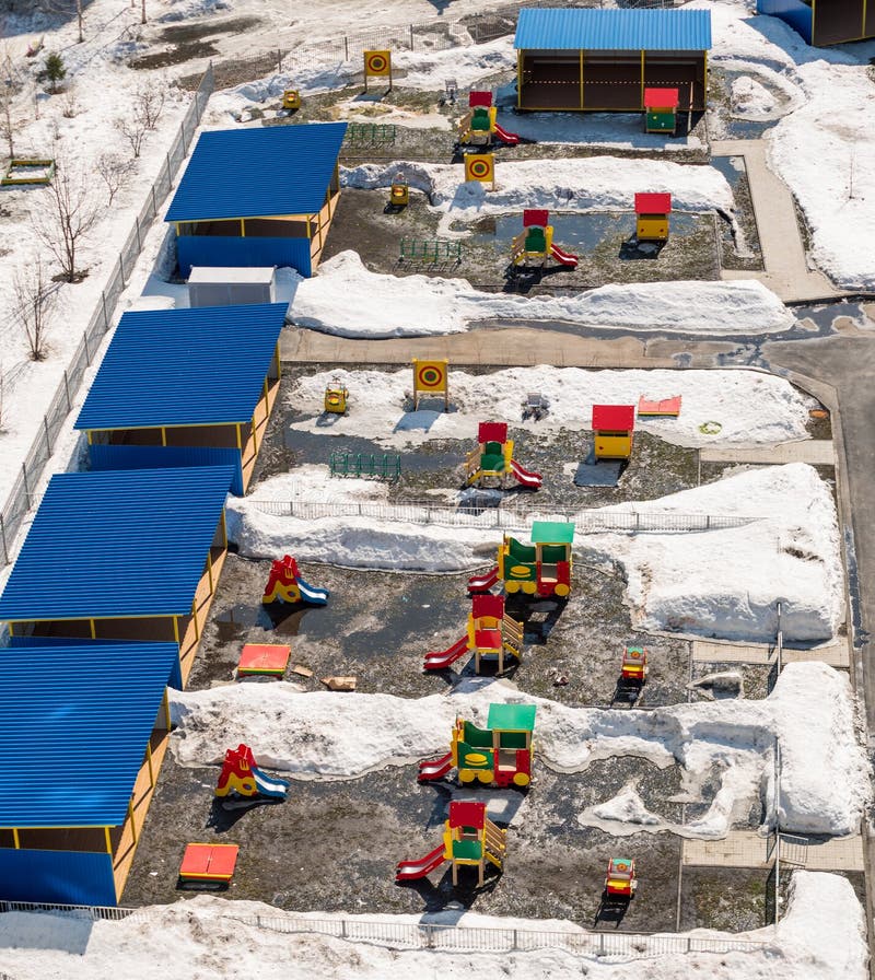 Playgrounds for Walks in Kindergarten. View from Above Stock Photo ...