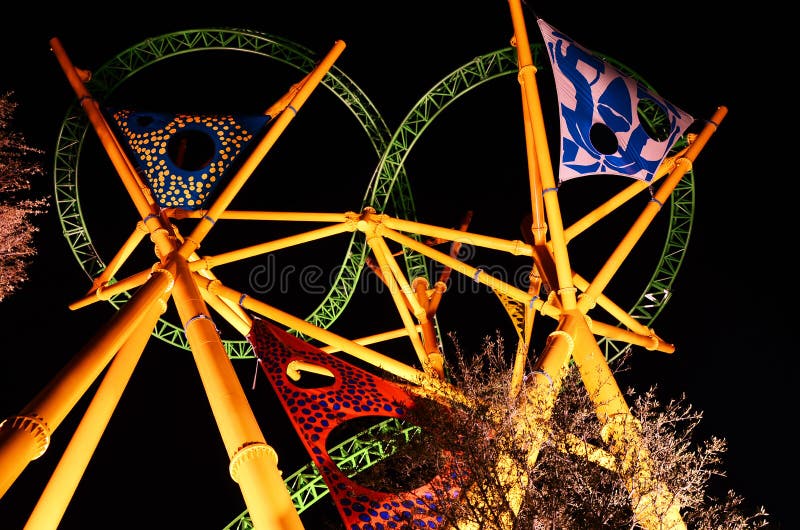 Exciting Roller Coaster Ride in Children Theme Park Stock Image - Image ...