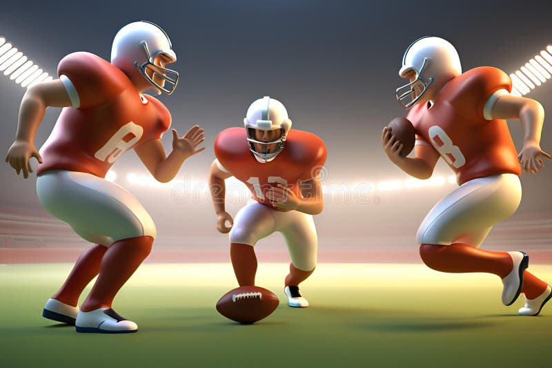 Playing American Football. 3D Illustration Stock Illustration ...