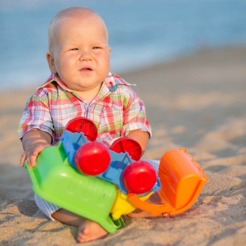 Playing baby stock photo. Image of adorable, ocean, leisure - 39175672