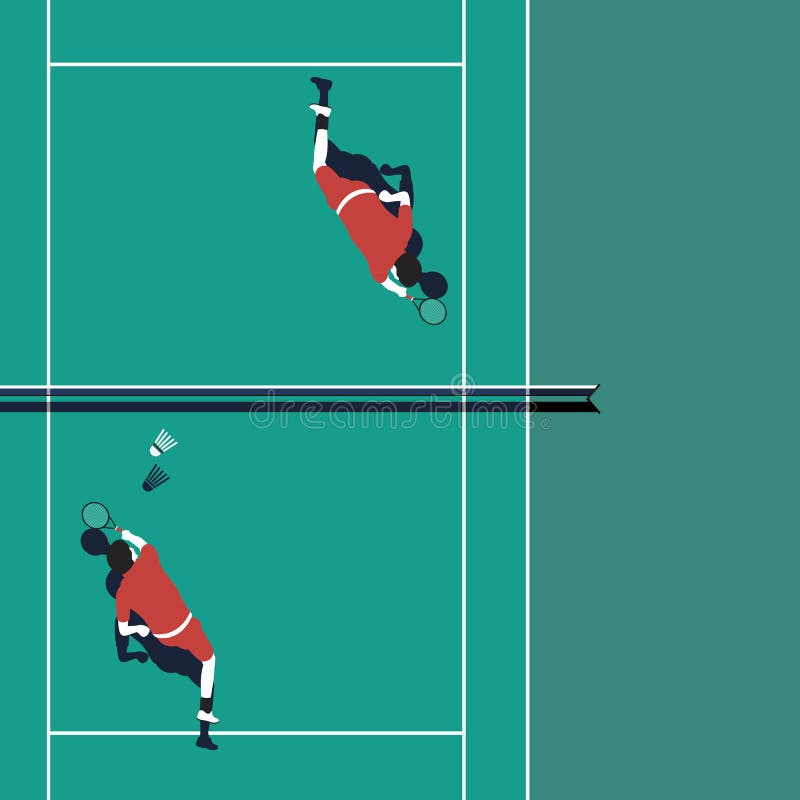 Two Man Playing Badminton Vector Illustration Stock Vector ...