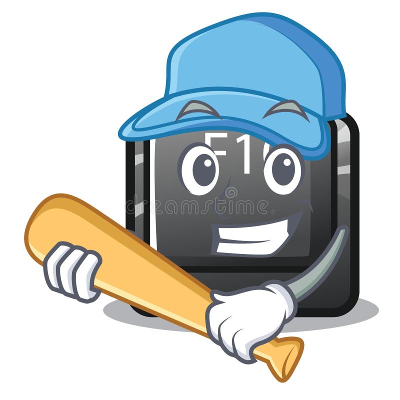 Playing Baseball Button F10 in the Mascot Shape Stock Vector ...