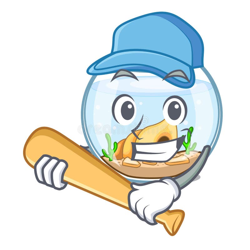 Playing Baseball Cartoon Goldfish a in on Fishbowl Stock Vector ...