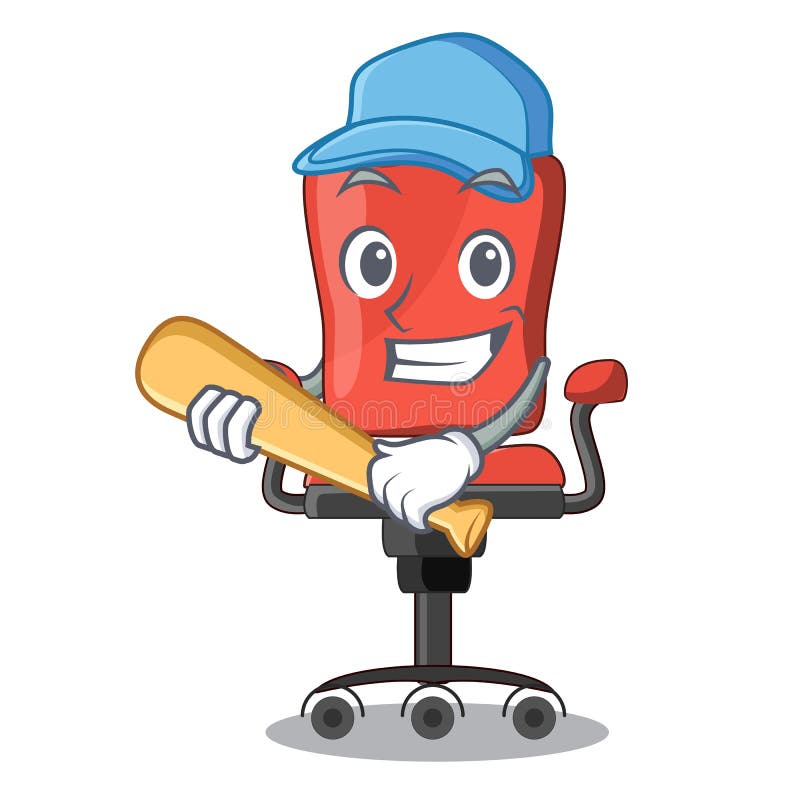 Playing Baseball Character Office Desk Chair in Indoor Stock Vector ...