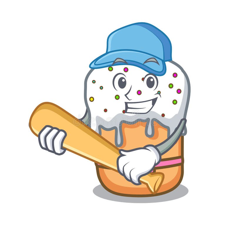 Playing Baseball Easter Cake Character Cartoon Stock Vector ...