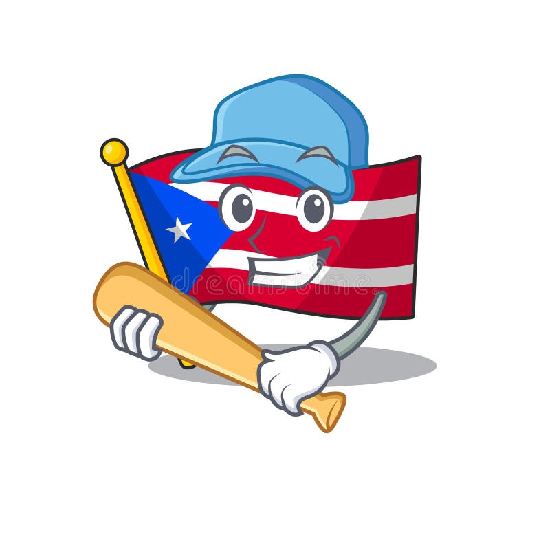 Playing Baseball Flag Puerto Rico in the Cartoon Stock Vector ...